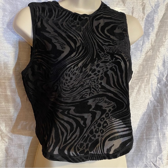 SHEIN | Tops | Shein L Crop Top Guc Animal Print Burnout Mesh Top Sheer ...